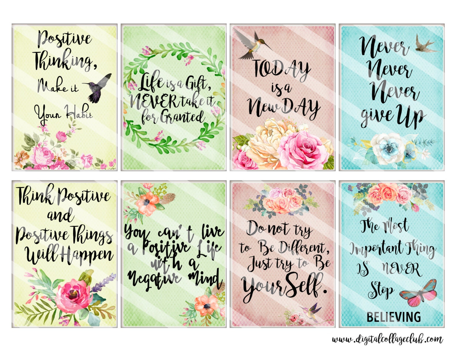 Positive Affirmations Quotes Digital Collage Sheet Digital | Etsy