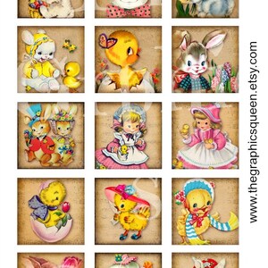 Vintage Easter Decor Digital Download Paper 1 Inch Digital Collage ...