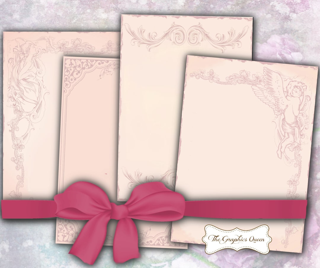 Shabby Chic Vintage Pink Digital Paper Art Nouveau Digital Background ...