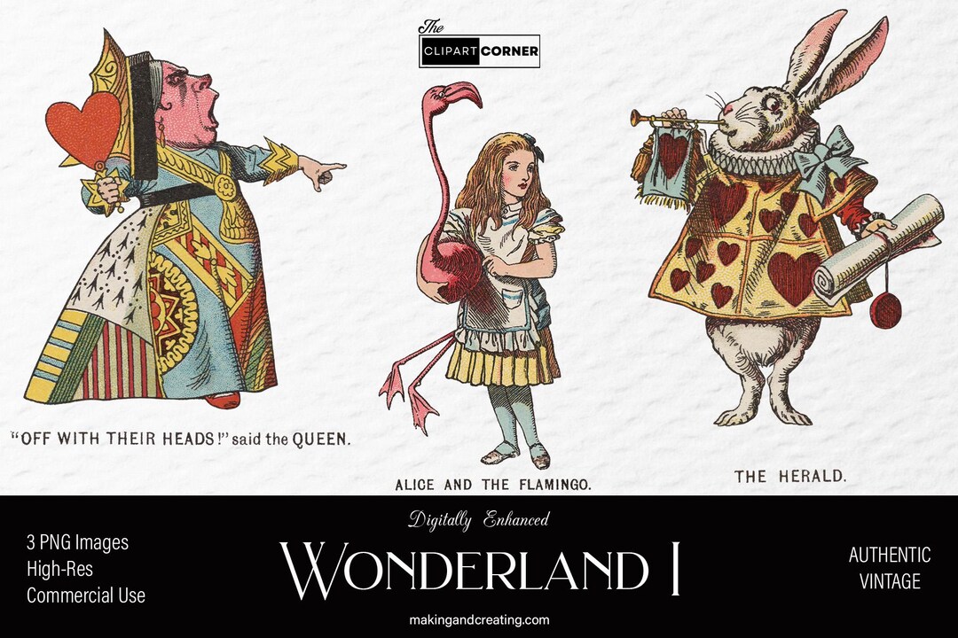 Vintage Alice in Wonderland Clip Art Transparent Background Antique ...