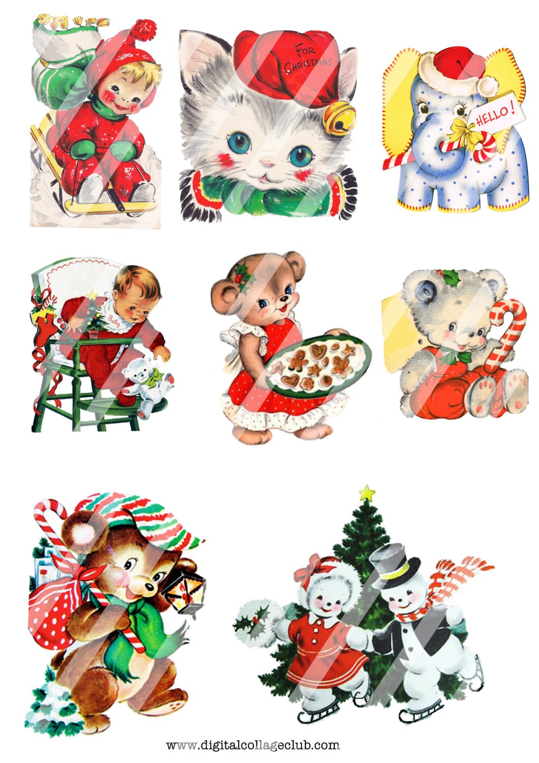 Retro Vintage Christmas Clipart Clip Art Digital Collage Sheet Digitaal ...