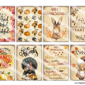 Thankful, Grateful and Blessed Thanksgiving Prints Digital Cards Tags ...
