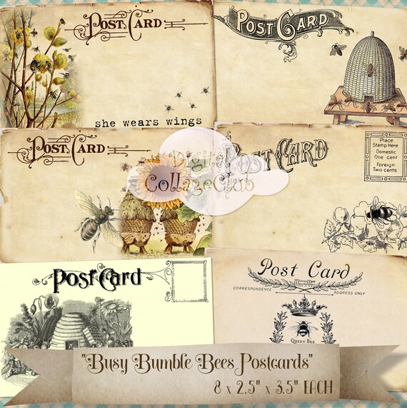 Busy Bees Digital Postcards Vintage Nature Images for - Etsy