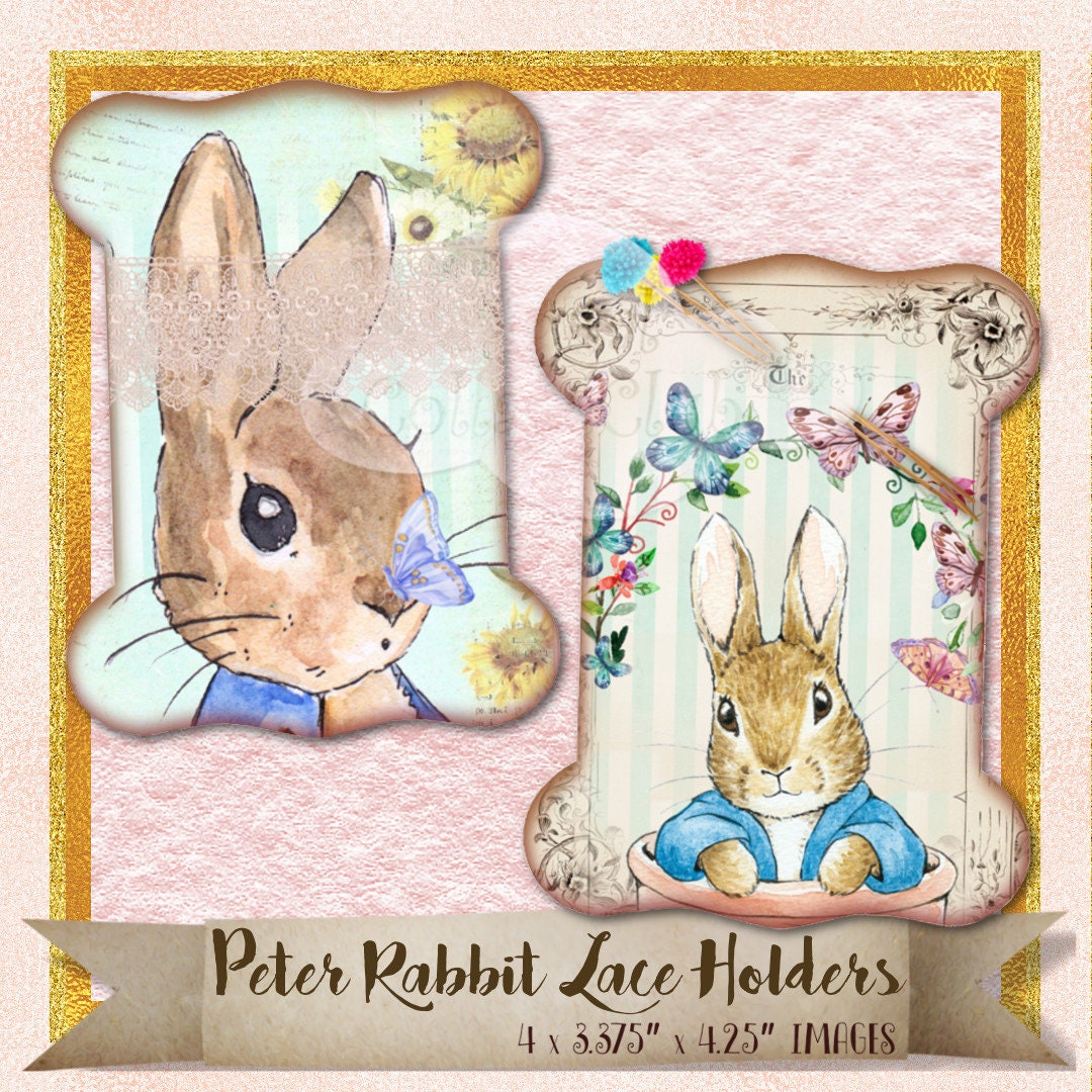 Peter Rabbit Digital Lace Ribbon Holders Images for Embellishments Tags ...