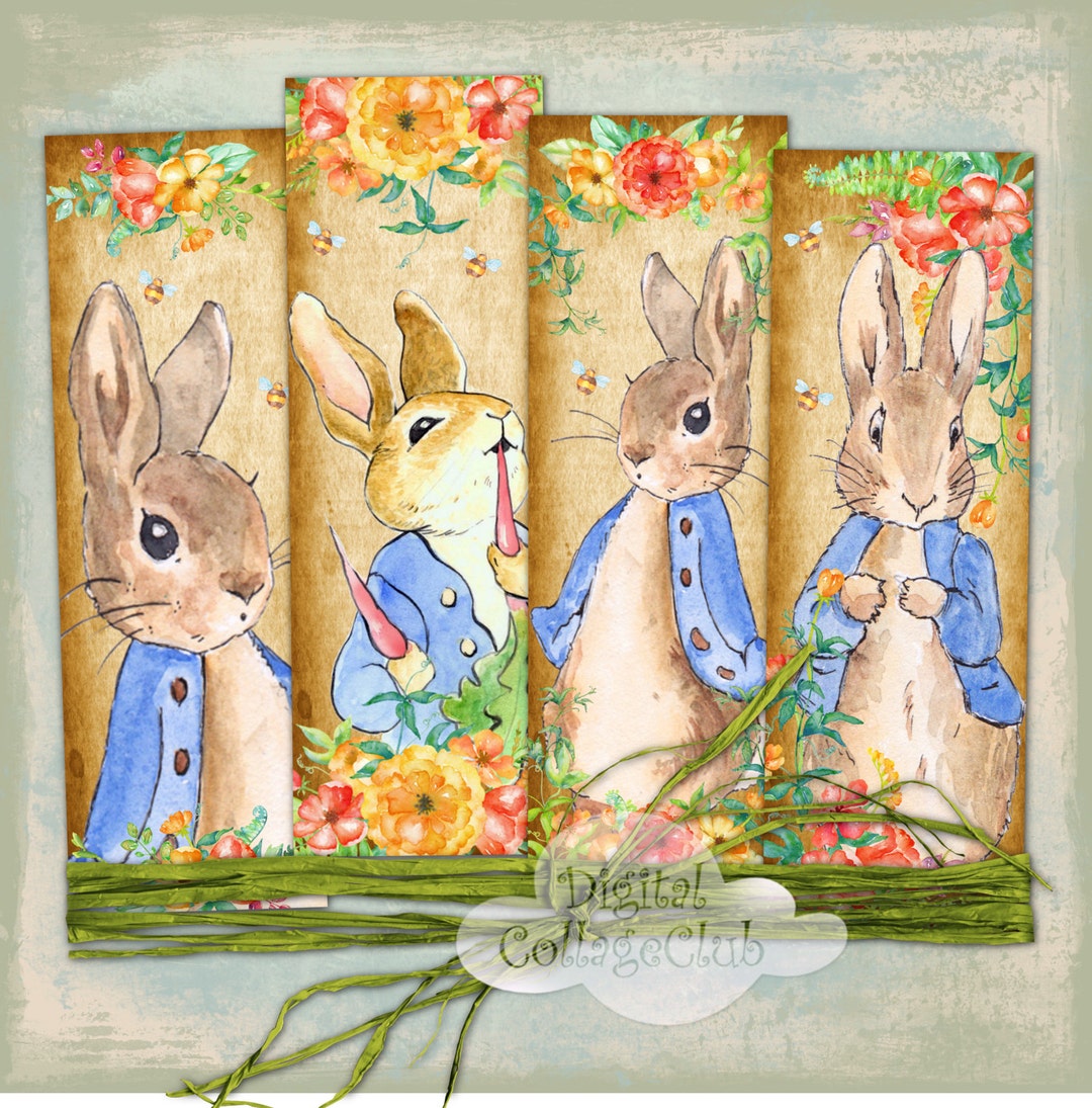 Peter Rabbit Digital Collage Sheet Images for Bookmark, Cardmaking ...