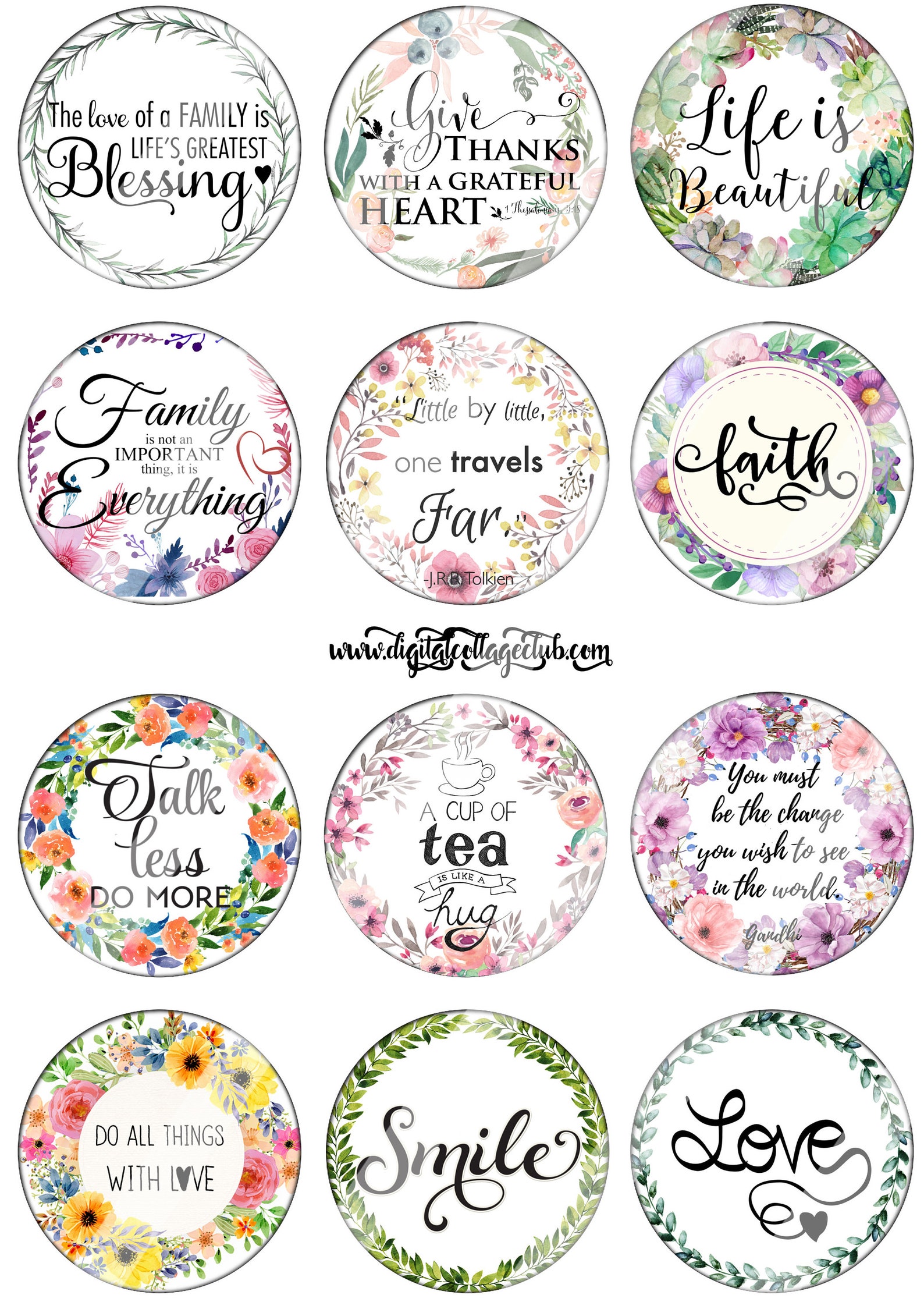 Positive Affirmations Quotes Print Card Stickers Digital Round | Etsy