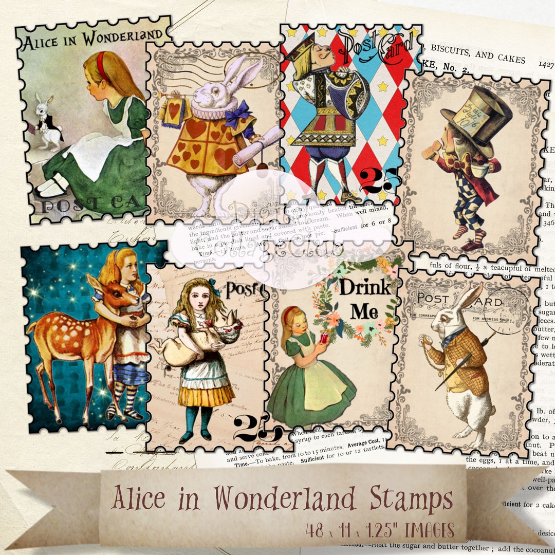 Alice in Wonderland Stamps Digital Images for Penpal Scrapbooking ...