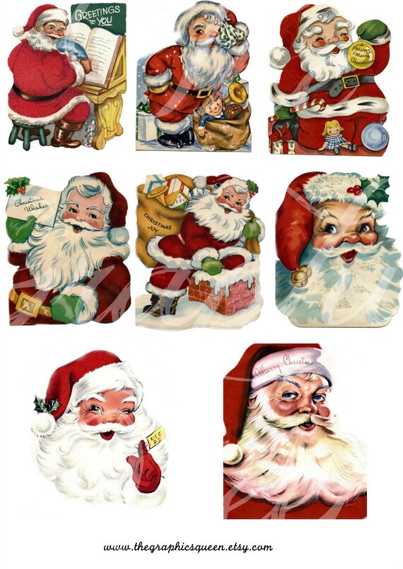 Vintage Santa Claus Digital Collage Sheet Ephemera Images | Etsy