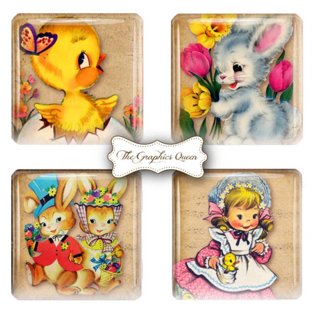 Vintage Easter Decor Digital Download Paper 1 Inch Digital Collage ...