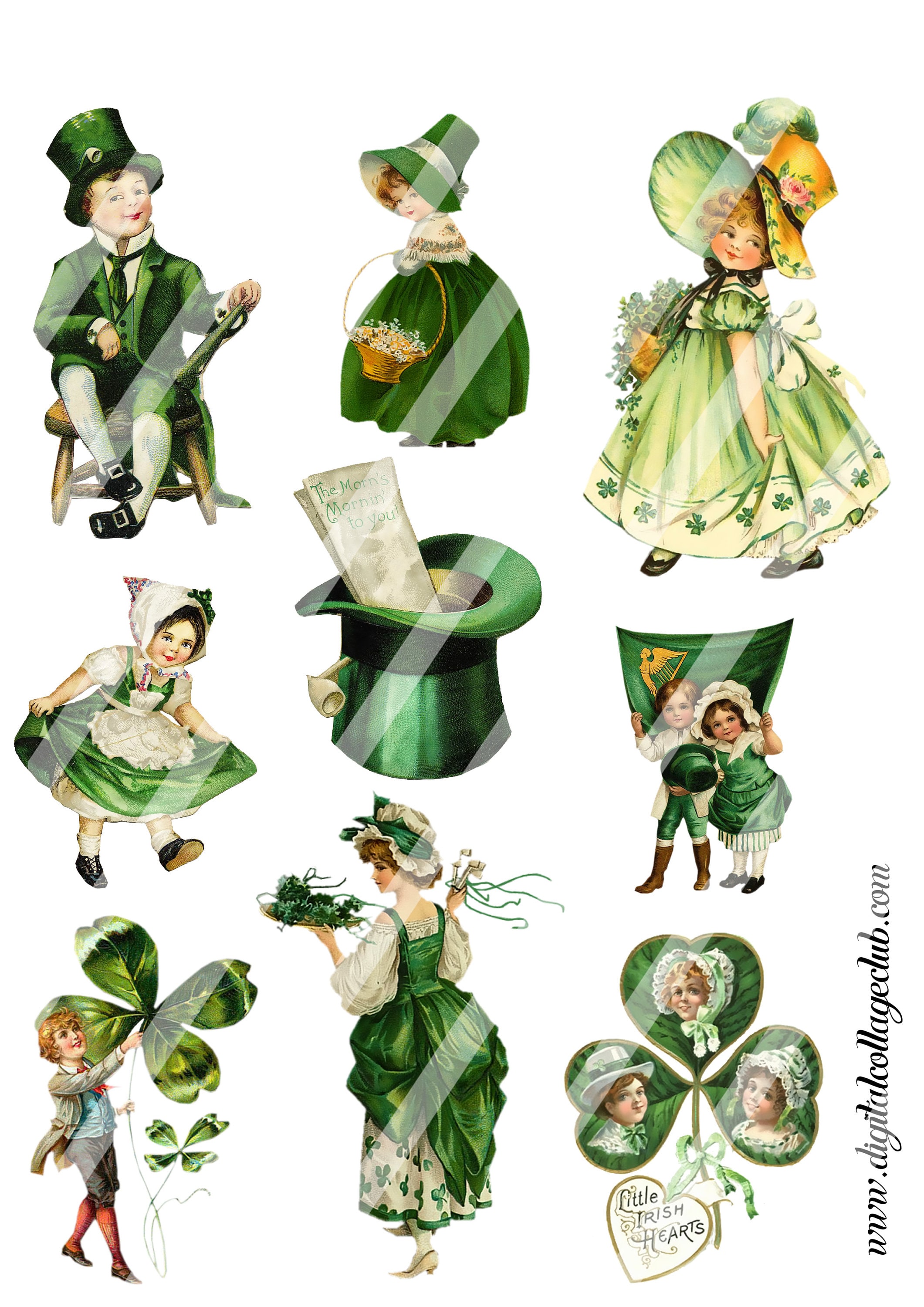 Vintage Retro St Patrick's Day Clip Art Clipart Decorations ATC Card ...