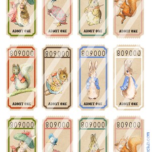Peter Rabbit Tickets Party Themed Beatrix Potter Easter Digital Tag ...