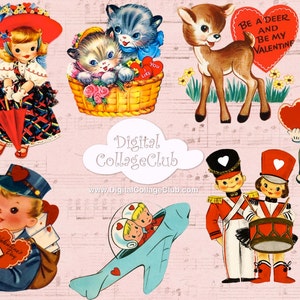 Retro Valentine Clipart Clip Art PNG Files Vintage Valentine Valentine ...