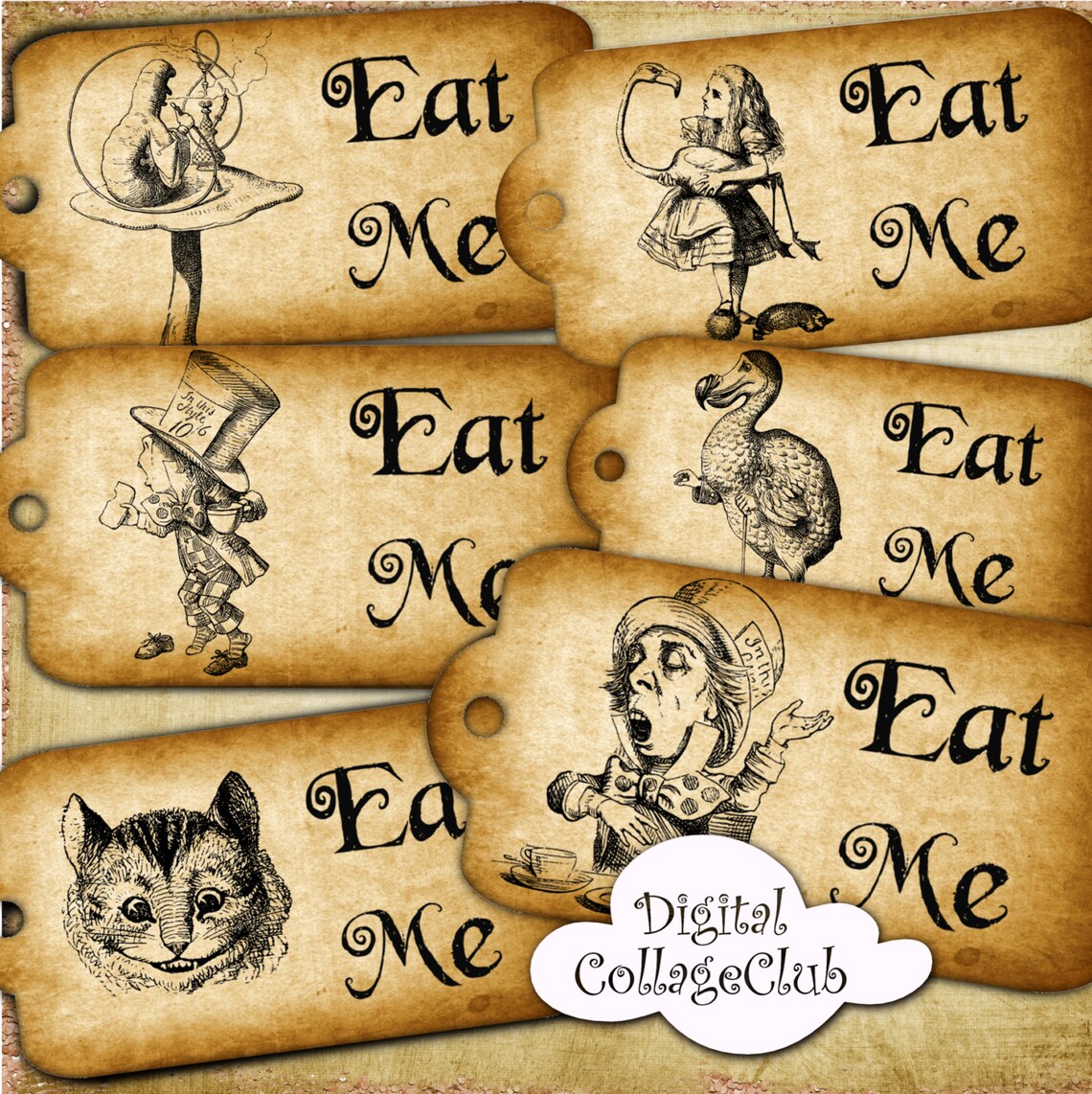 Alice in Wonderland Eat Me Alice Quote Alice Printable Tags - Etsy
