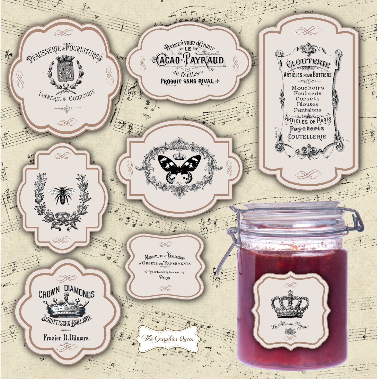 Instant Download Shabby Chic French Digital Labels Gift Tags - Etsy