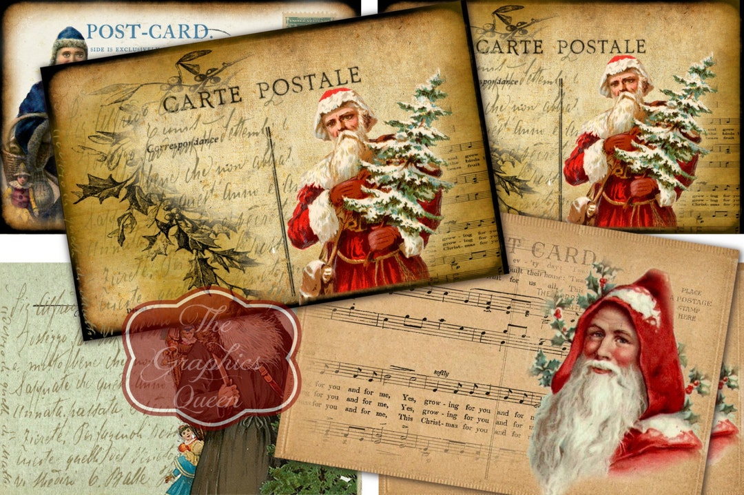Vintage Santa Claus Postcards Cards Labels Tags Father Christmas Card ...