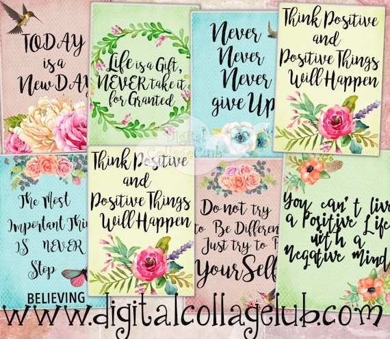 Positive Affirmations Quotes Digital Collage Sheet Digital | Etsy