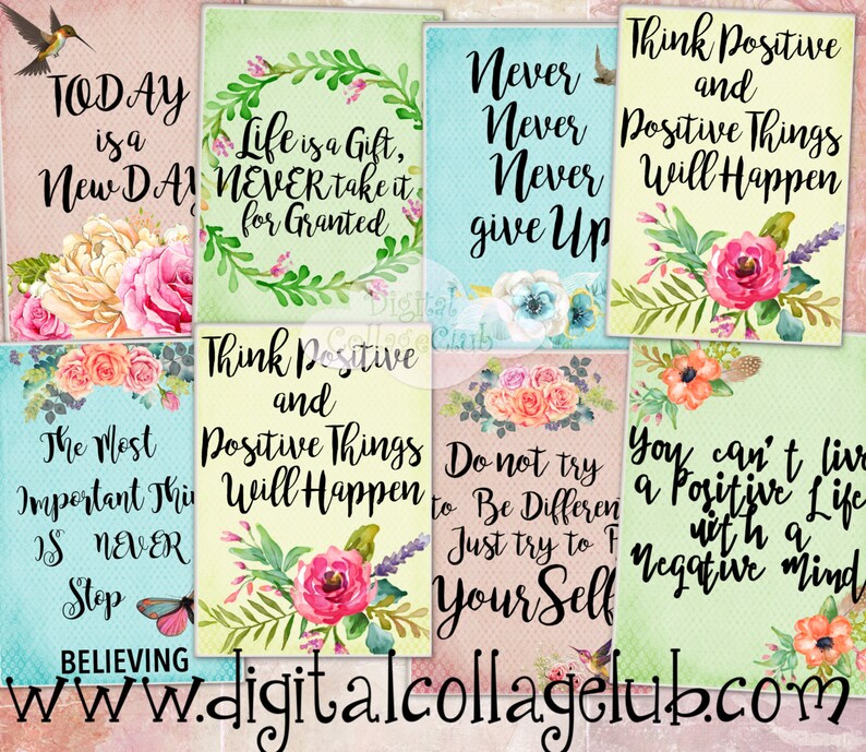 Positive Affirmations Quotes Digital Collage Sheet Digital Images for ...
