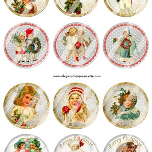 Vintage Victorian Christmas Round Images for Jewelry Making 2.5 Inch ...