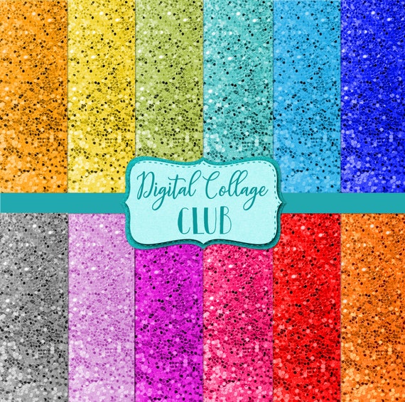 Rainbow Glitter Digital Paper Pack Bundle Scrapbooking | Etsy