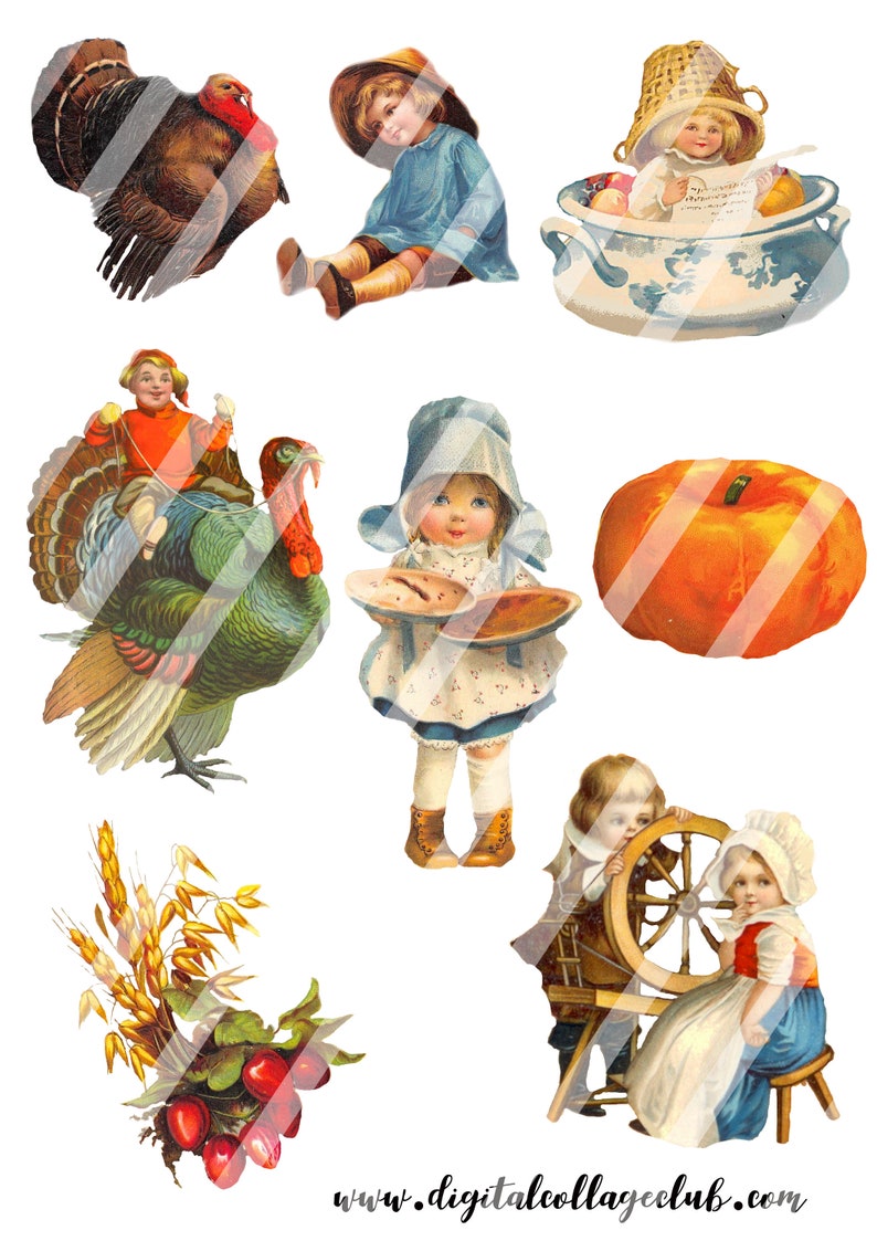 Vintage Thanksgiving Clip Art Clipart Digital Images for - Etsy