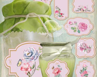Retro Shabby Chic Labels Printable Digital Collage Sheet - Etsy
