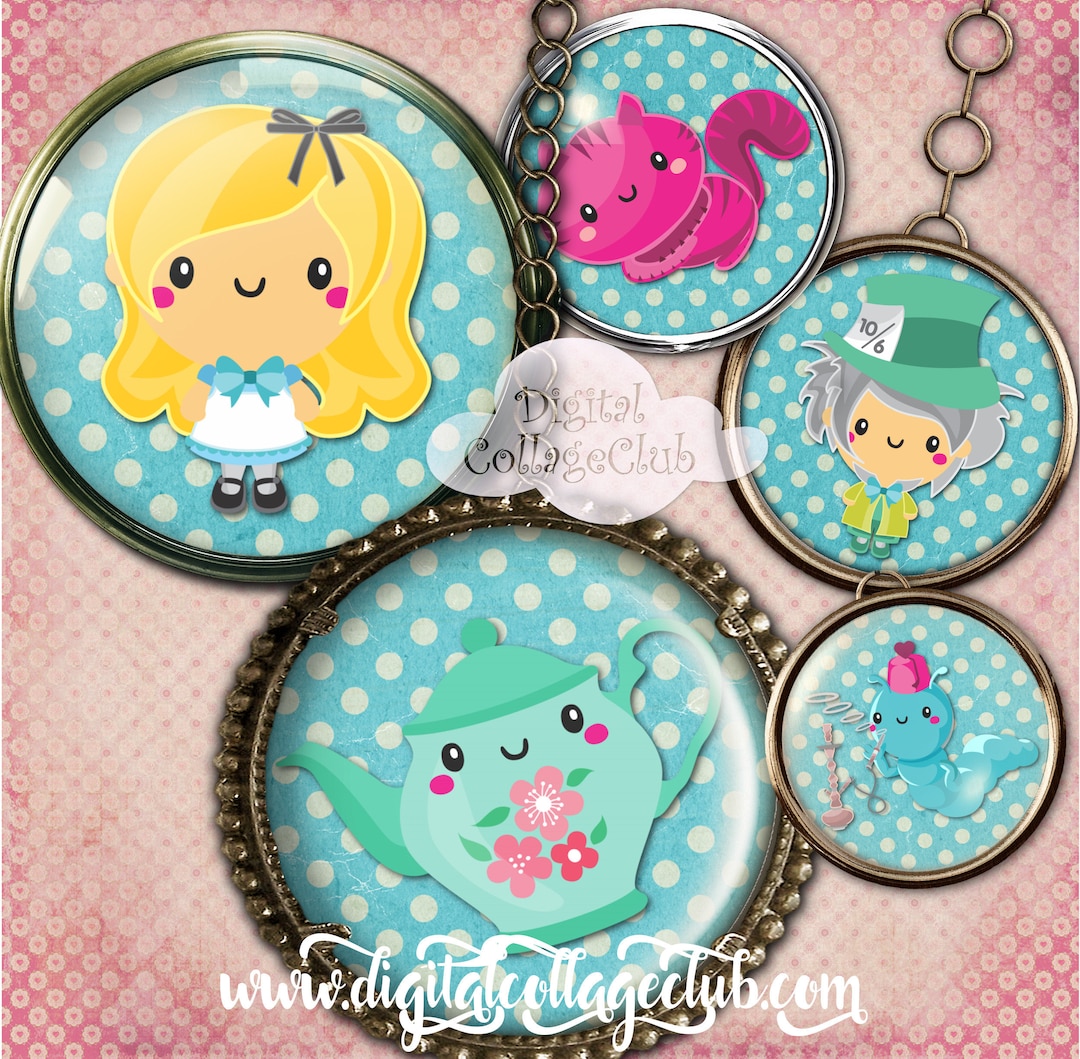 Kawaii Alice in Wonderland 2.5 Inches, 30 Mm, 1 Inch, 25 Mm, 20 Mm ...