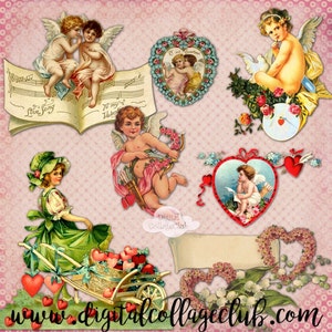 Vintage Valentine Clipart Clip Art Digital Images for Scrapbooking ...