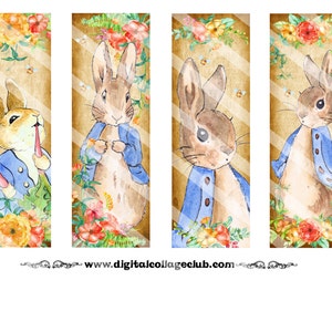 Peter Rabbit Digital Collage Sheet Images for Bookmark, Cardmaking ...