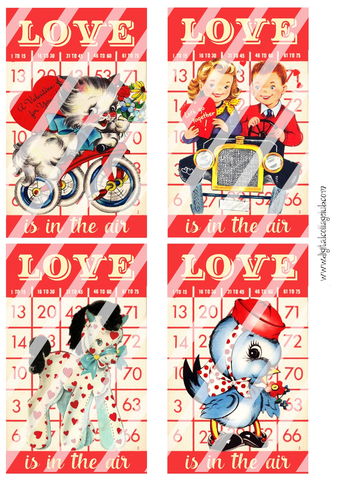 Retro Valentine Bingo Cards Vintage Valentine Day Images Scrapbooking ...