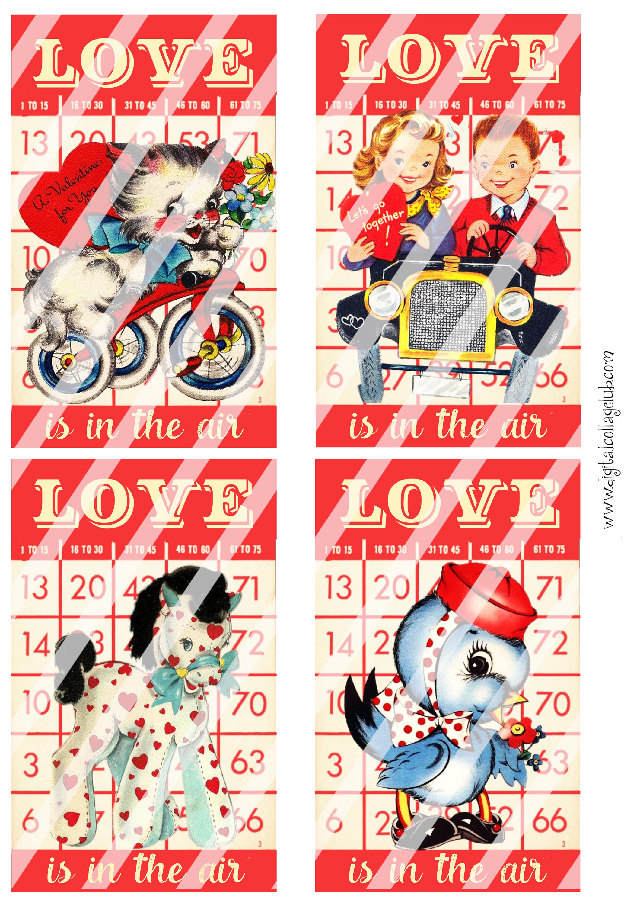Retro Valentine Bingo Cards Vintage Valentine Day Images | Etsy