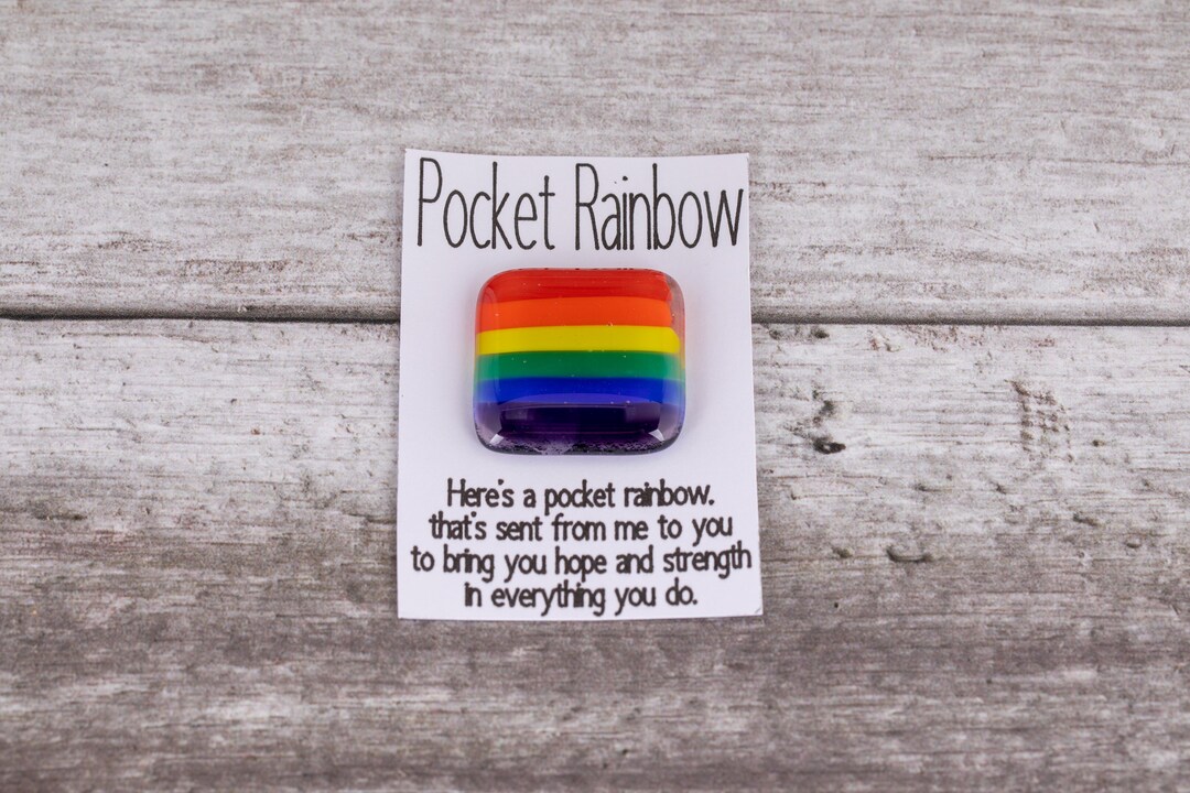 Pocket Rainbow Fused Glass Hug Token, Worry Stone Gift, Rainbow ...