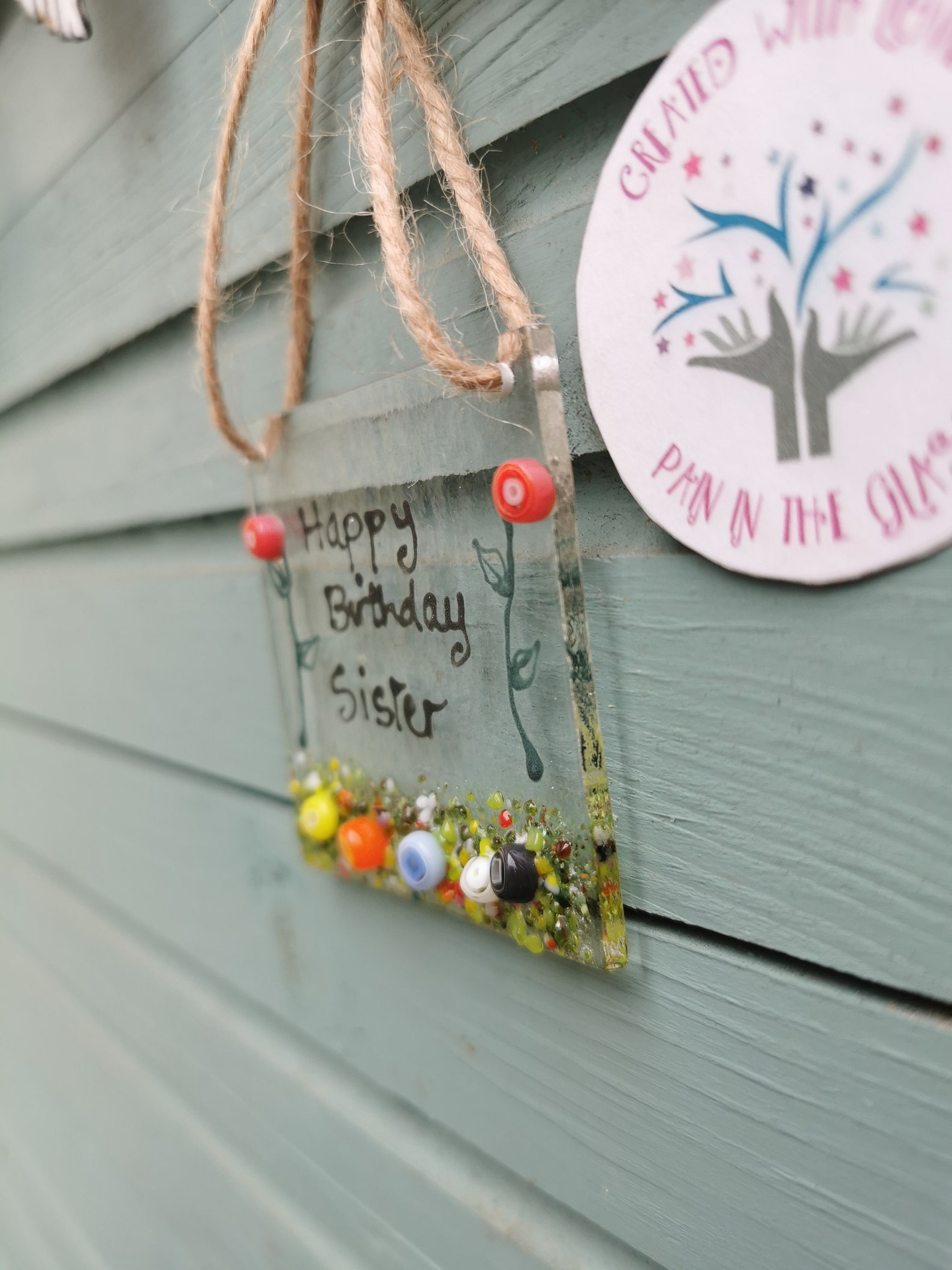 Mini Happy Birthday Sister Fused Glass Sun Catcher, Special Sister ...
