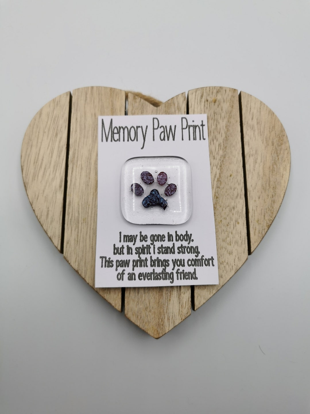 Pocket Paw Print Memory Fused Glass Token Hug. Dog Cat Paw Print ...