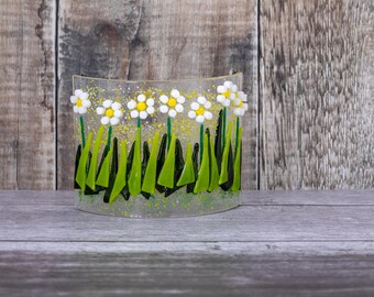 Daisy Flower Fused Glass Curved Panel. Daisies. Floral Art | Etsy