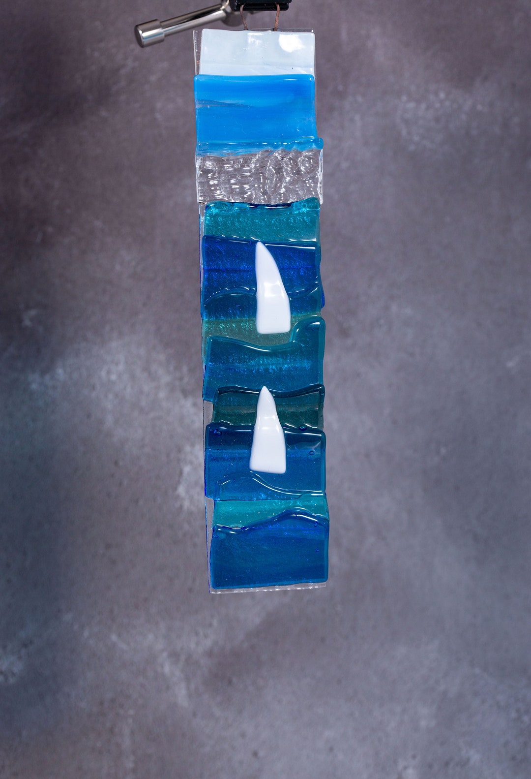 Ocean Wave Sailing Boat Sun Catcher Fused Glass Panel. Nautical.coastal ...