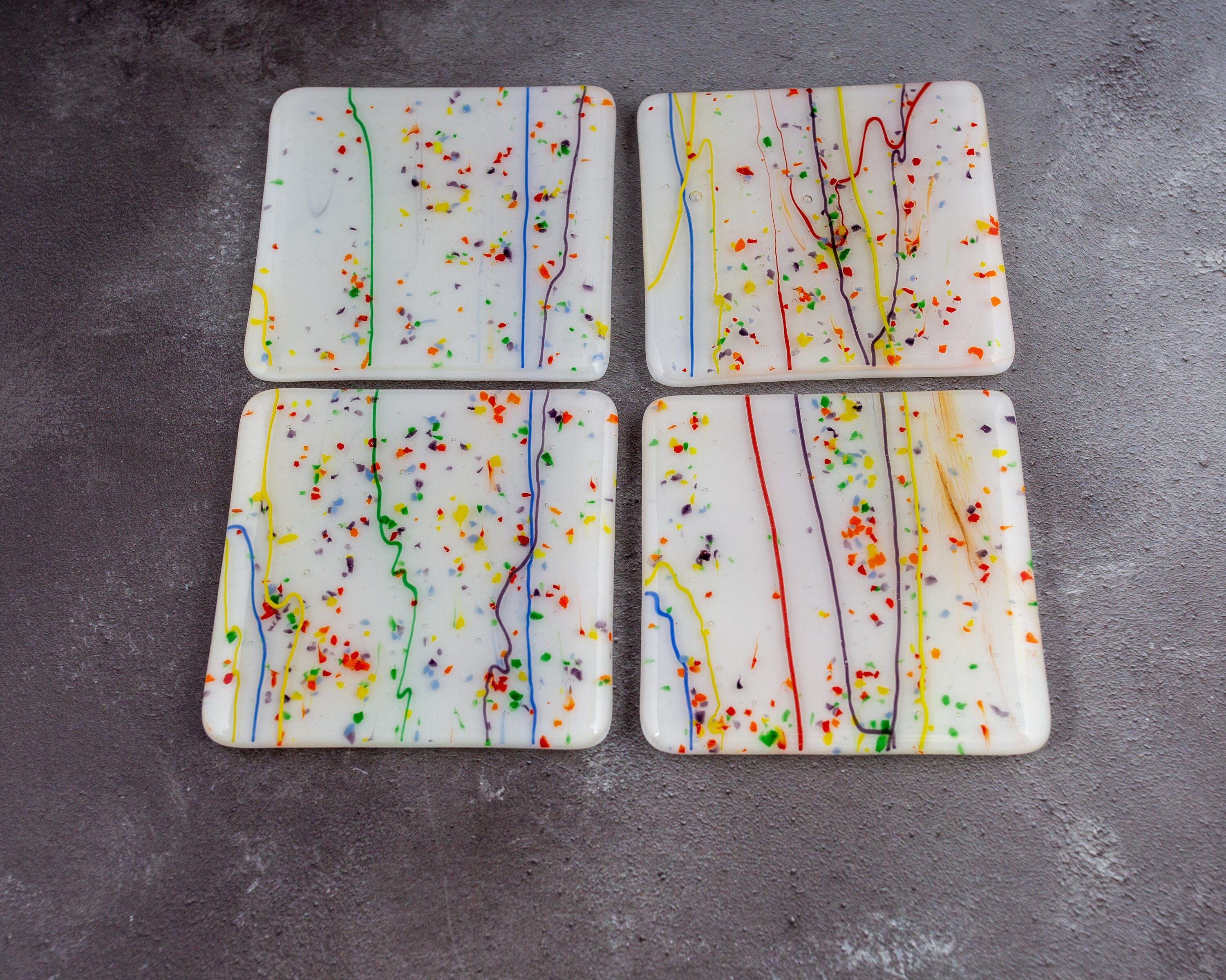Rainbow Set of 4 Fused Glass Coasters, Rainbow Lover Gift, Rainbow ...