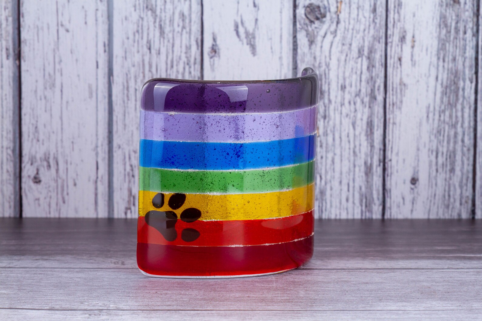 Rainbow Bridge Ashes Fused Glass Arc Panel. Over the Rainbow | Etsy