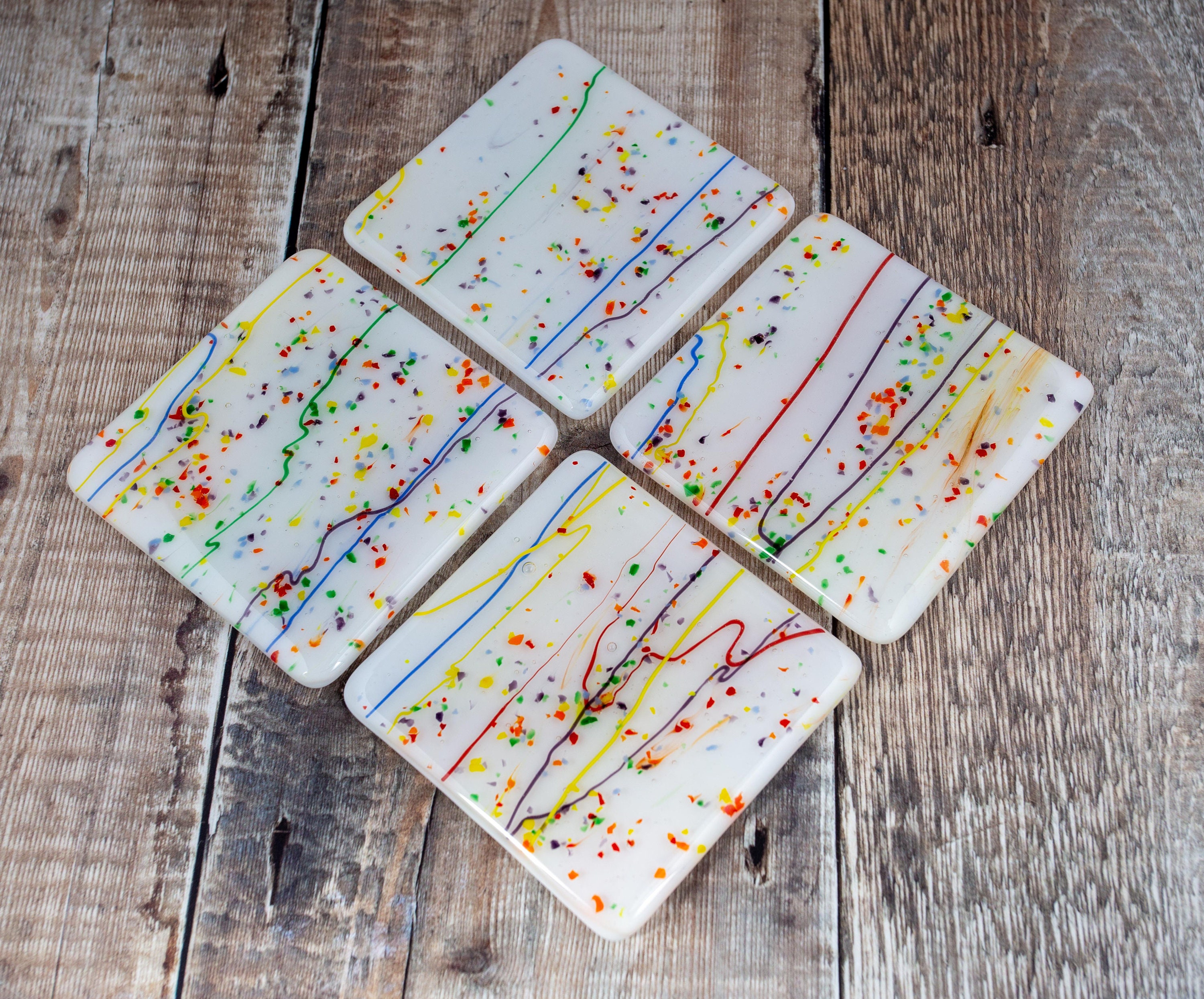 Rainbow Coasters Set of 4 Fused Glass .rainbow Gifts | Etsy UK