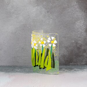 Daisy Flower Fused Glass Curved Panel. White Daisies. Floral Art. Daisy ...