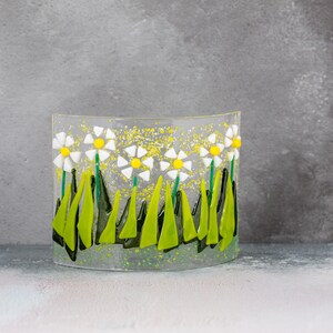 Daisy Flower Fused Glass Curved Panel. White Daisies. Floral Art. Daisy ...