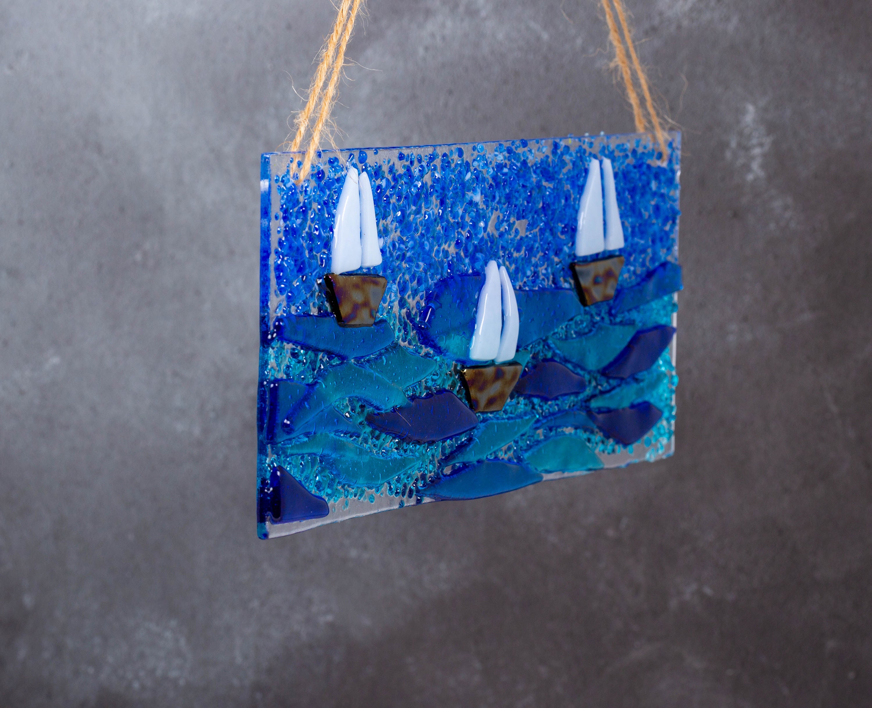 Sailing Boats Fused Glass Sun Catcher Panel . Nautical. - Etsy UK