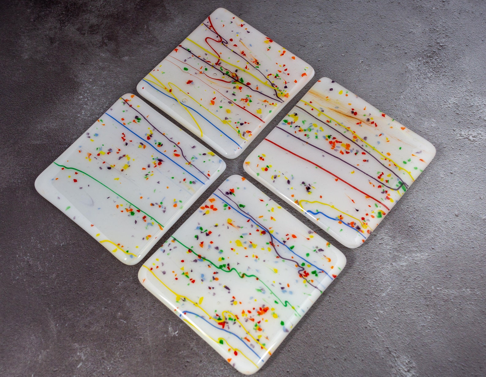 Rainbow Coasters Set of 4 Fused Glass .rainbow Gifts | Etsy UK
