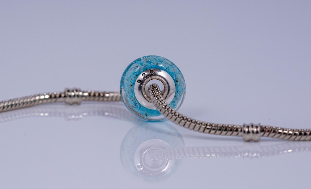 Cremation Ashes Glass Bead 925 STERLING SILVER CORE, Cremains Ashes ...