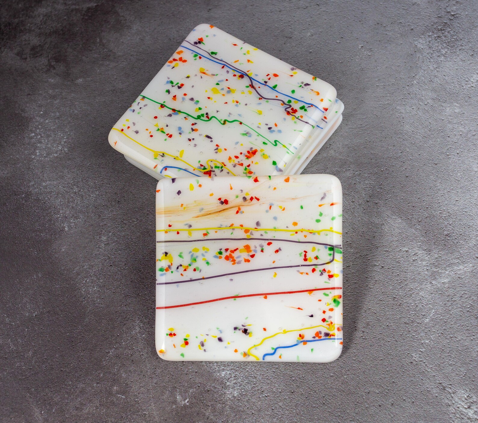 Rainbow Coasters Set of 4 Fused Glass .rainbow Gifts | Etsy UK