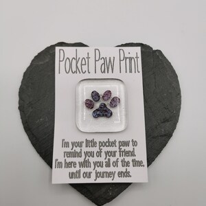 Pocket Paw Print Fused Glass Token Hug, Dog Cat Paw Print Keepsake Gift ...