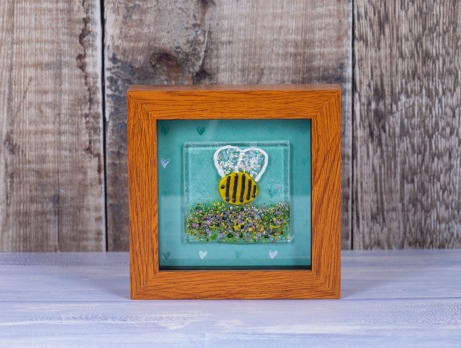 Mini Bumble Bee Fused Glass Framed Picture. Wall Decor.cute | Etsy UK