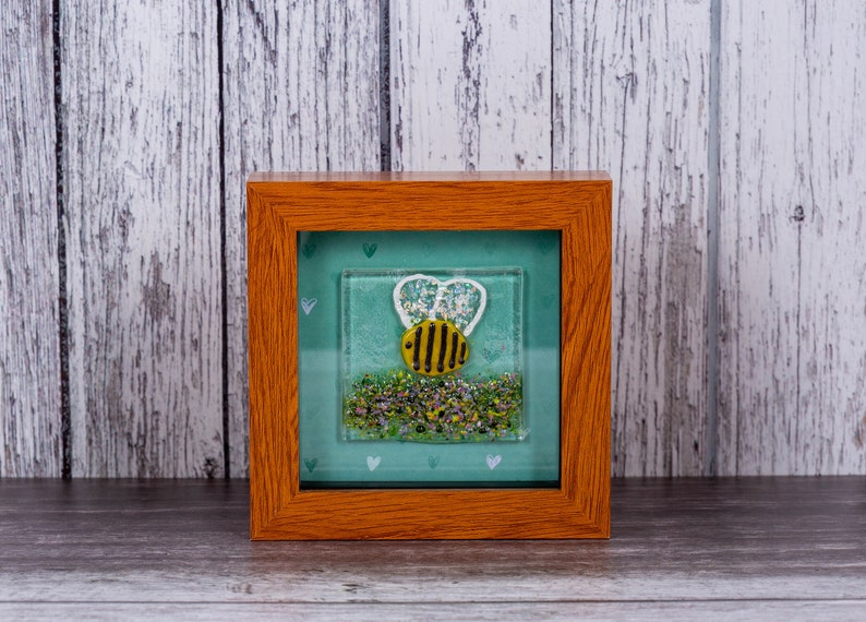 Mini Bumble Bee Fused Glass Framed Picture. Wall Decor.cute - Etsy UK