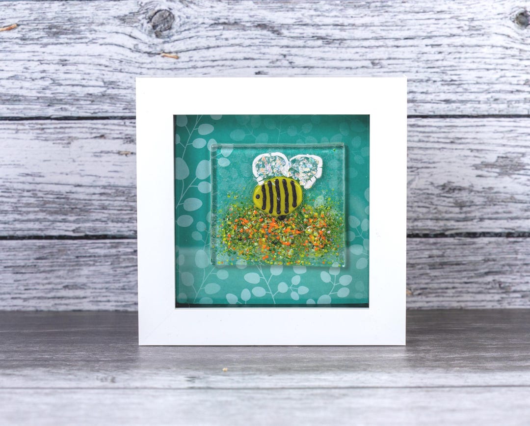 Bee Fused Glass Mini Picture, Cute Bee Lover Gift, Bee Lover Wall ...
