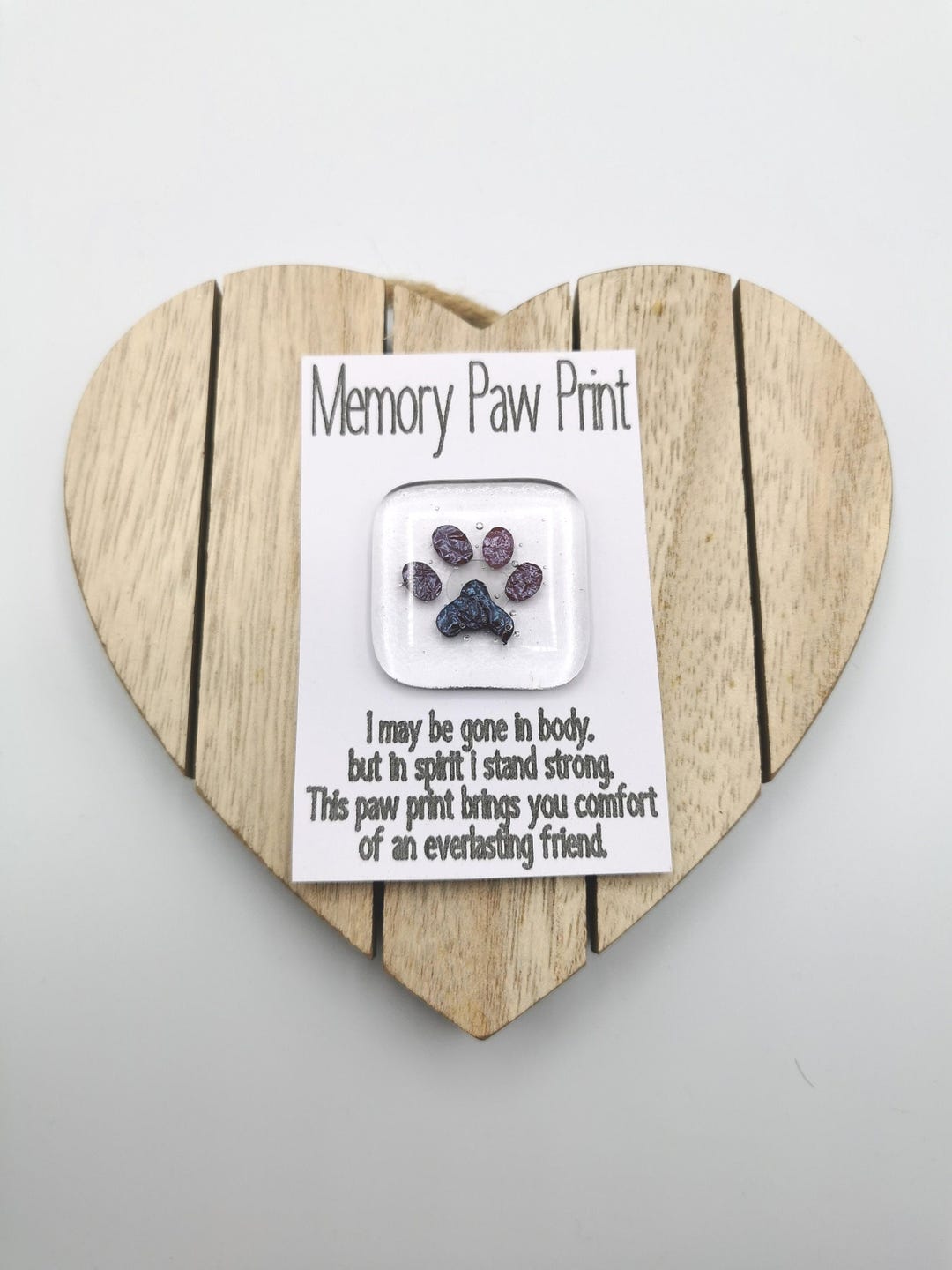 Pocket Paw Print Memory Fused Glass Token Hug, Dog Cat Paw Print ...