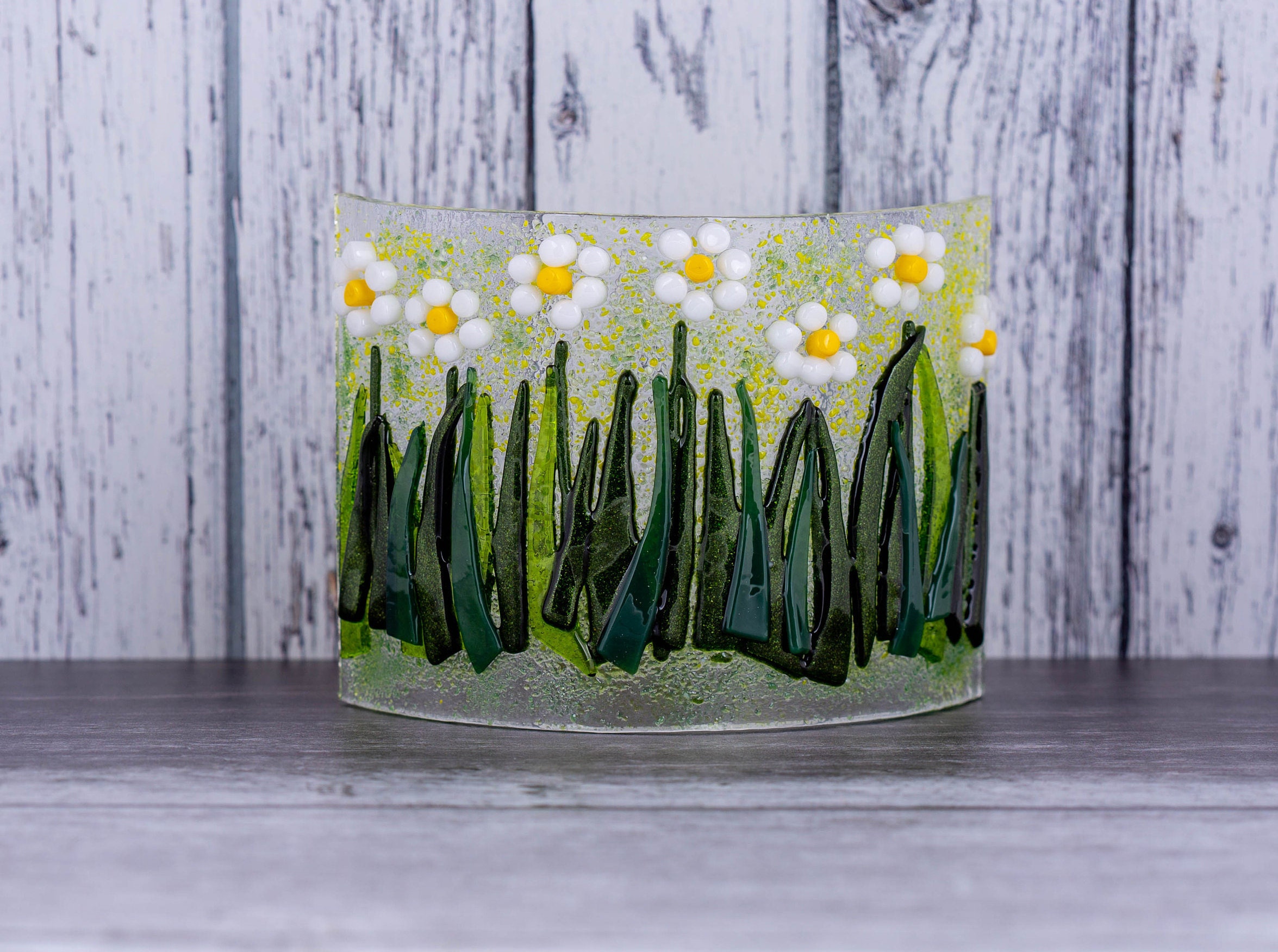 Daisy Flower Fused Glass Curved Panel. Daisies. Floral Art | Etsy